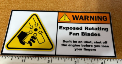 Engine Fan warning sticker Ford Chevy Dodge Mopar Jeep funny v8 six ...