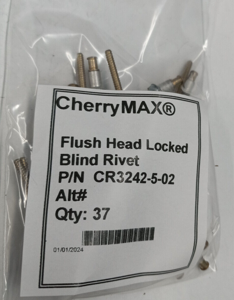P/N CR3242-5-02 CherryMAX 100° Flush Head Locked Blind Rivet (Sold 37 ...