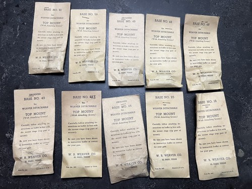 Gun Sight Lot. NOS Weaver Bases, USA Made Vintage. In Original Packages ...