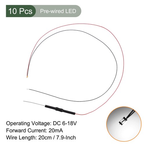 10 Pcs 0805 Micro White Pre-Wired Devices LED Light with Resistor (DC 6 ...