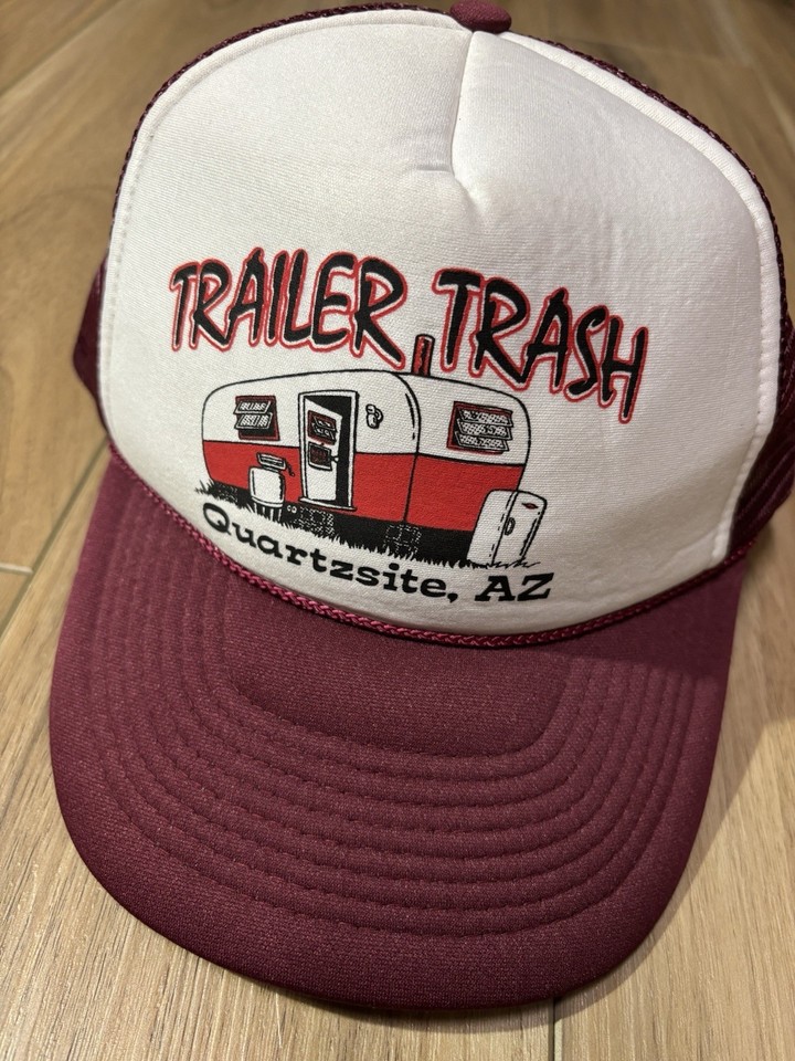 Vintage 90s Trucker Mesh Snapback Hat Cap Maroon Trailer Trash ...