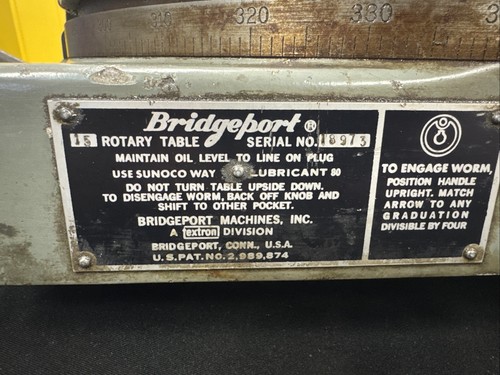 Bridgeport 15" Rotary Table Model 15 Low Profile Manual Milling ...