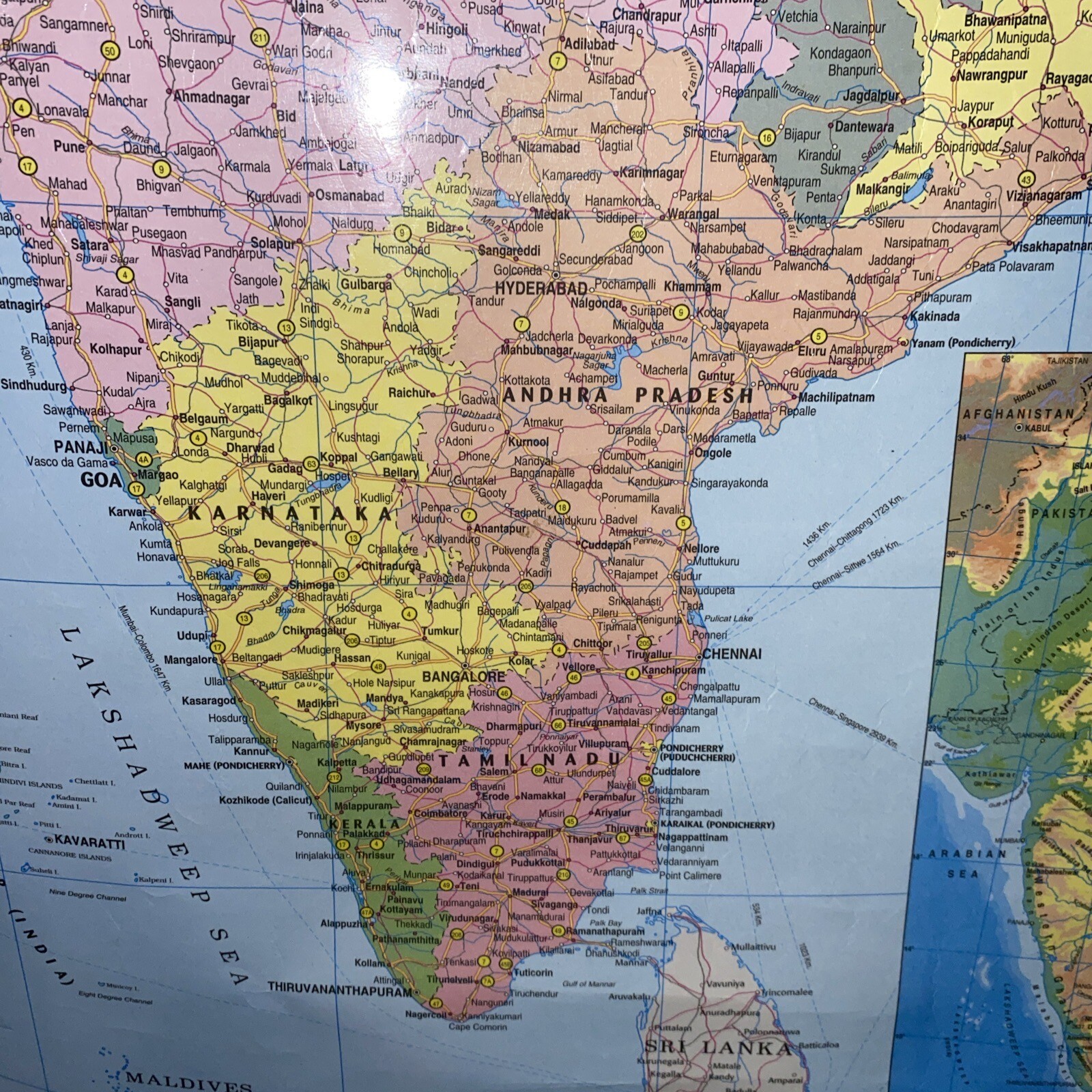 Political Map of India Laminated w/ Hanging Strap Wall Map 27”x39” | eBay