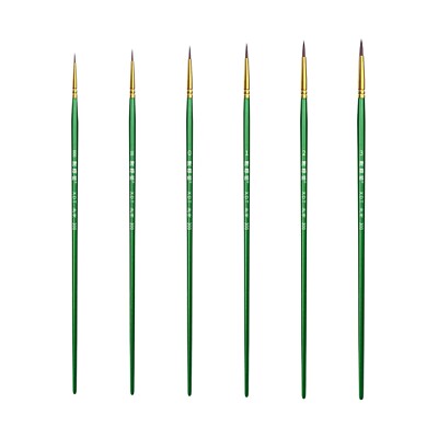 XDT#300-1 Pin Point Art Brush 6Pc #5/0#3/0#0#1#2#3 Nylon Acrylic Oil ...