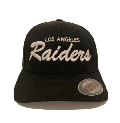 Los Angeles LA Raiders Hat Classic Script Flexfit 6477 Structured Ball ...
