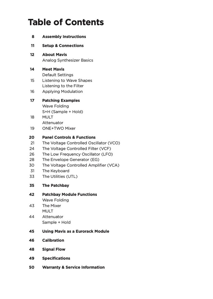 Moog Mavis Semi-Modular Analog Synthesizer OWNER USER'S MANUAL | eBay