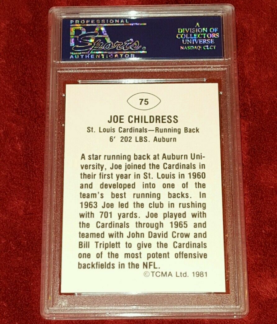 JOE CHILDRESS 1981 TCMA GREATS #75 CARDINALS AUBURN ALABAMA PSA 10 🔥 ...
