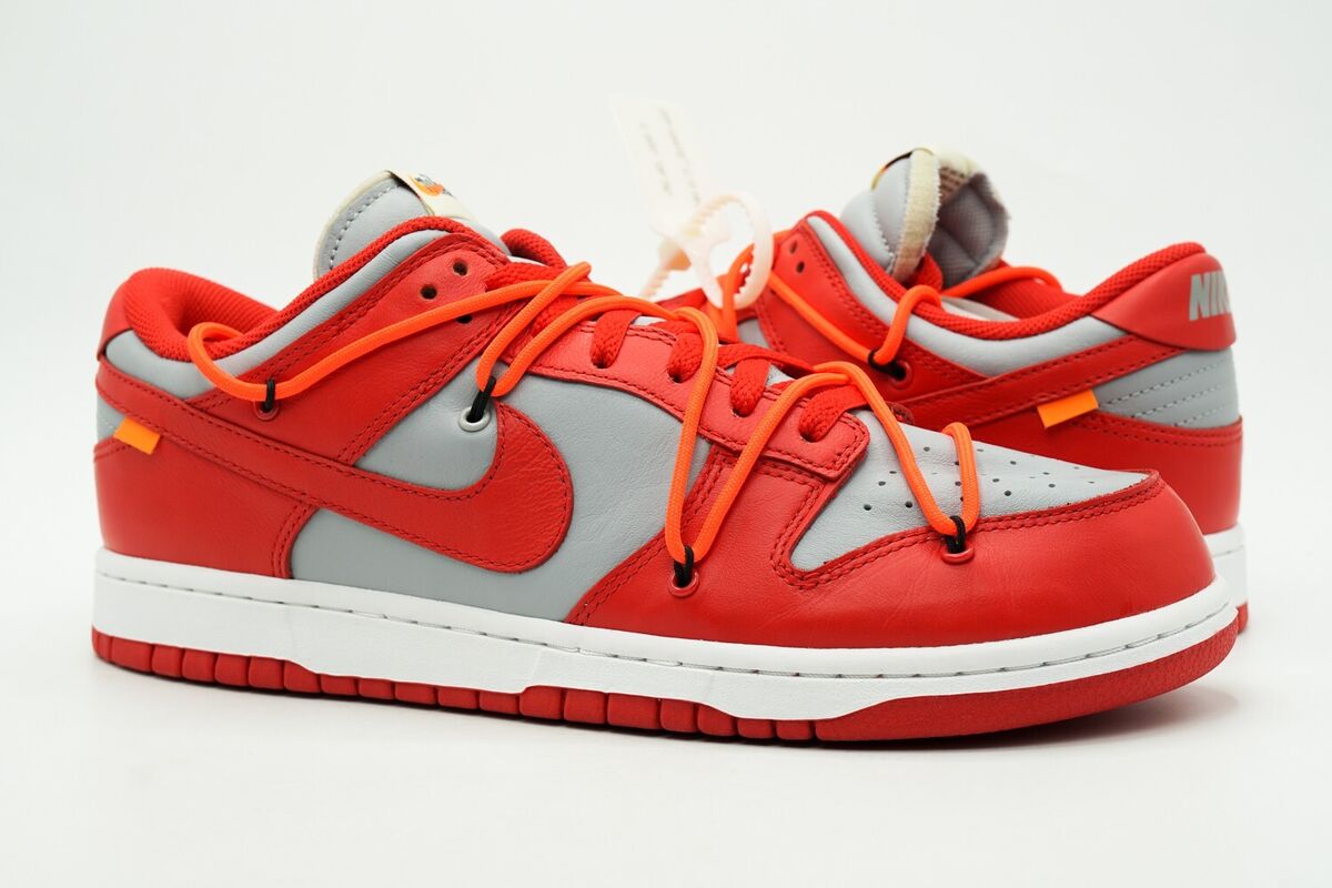 NIKE DUNK LOW OFF-WHITE USED SIZE 11 UNIVERSITY RED WOLF NIKE DUNK LOW OFF-WHITE USED SIZE 11 UNIVERSITY RED WOLF