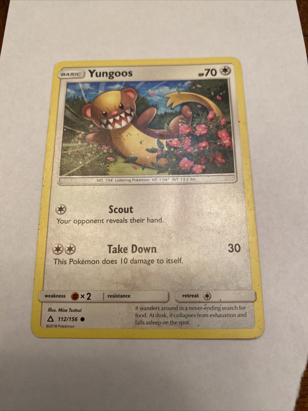 POKEMON Trading Card Basic Yungoos HP70 Scout Take Down 112/156 | eBay