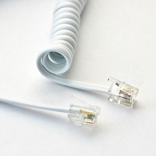 4m Telefon-Hörer-Spiral-Kabel weiß gewendelt RJ-10 4P4C 4,0 m Wendel ...