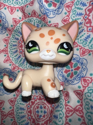 Littlest Pet Shop LPS Shorthair Cat Leopard #852 Authentic Green Eyes ...