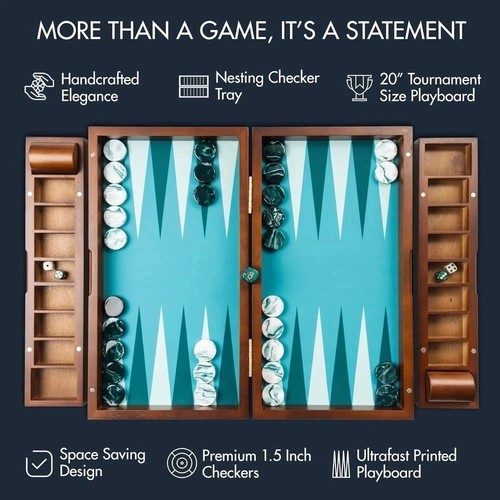 20 Inch Large Backgammon Sets for Adults, Green Backgammon Board, Solid Wood. Re | eBay