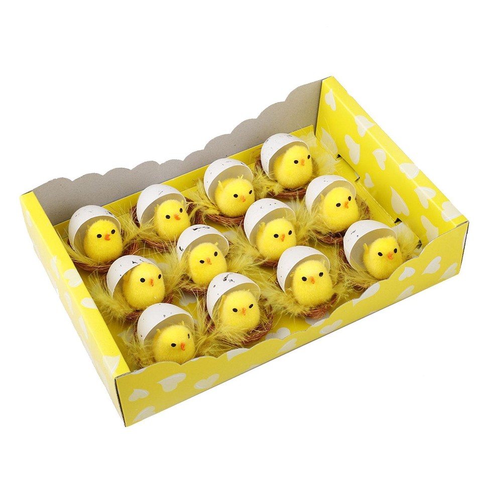 12x Mini Easter Decorative Chicks Easter Bonnet Decoration Cute for ...