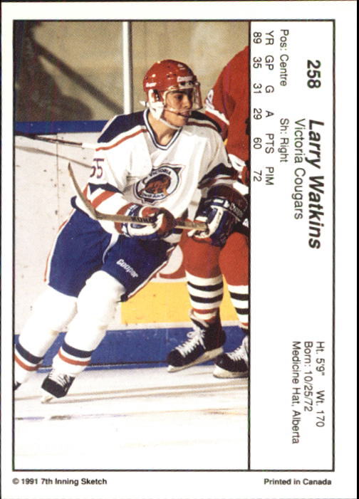 1990-91 7th Inning Sketch WHL #258 Larry Watkins UER | eBay