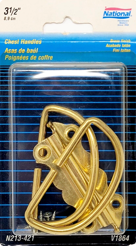 3.5" Trunk Hope Chest Handles D-Handle Steel Brass Finished Drawer Pull ...