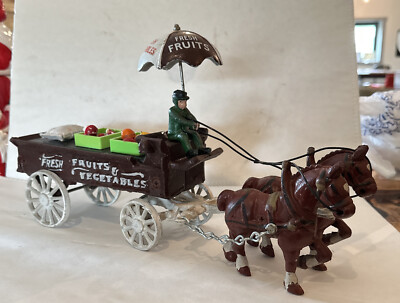 VINTAGE CAST IRON FRUIT/VEGETABLE WAGON~COMPLETE WITH ACCESSORIES~17 ...