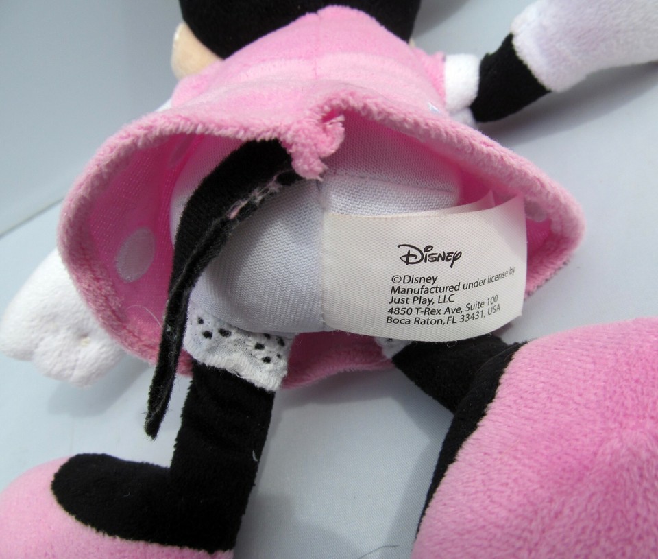 Minnie Mouse Disney Plush Toy Figure Pink Poka Dot Dress Bow Stuffed ...