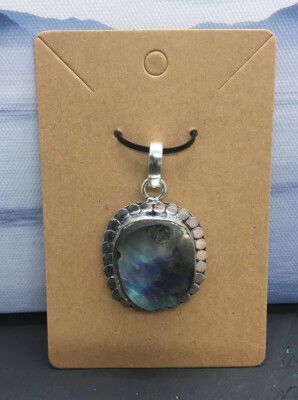 2” Abalone Shell Gemstone Pendant & Bail 925 Silver Plated Handmade ...