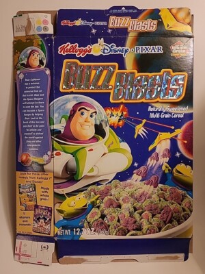 Vintage 2001 Kellogg's Buzz Blasts Cereal Disney Pixar Toy Story BOX ...