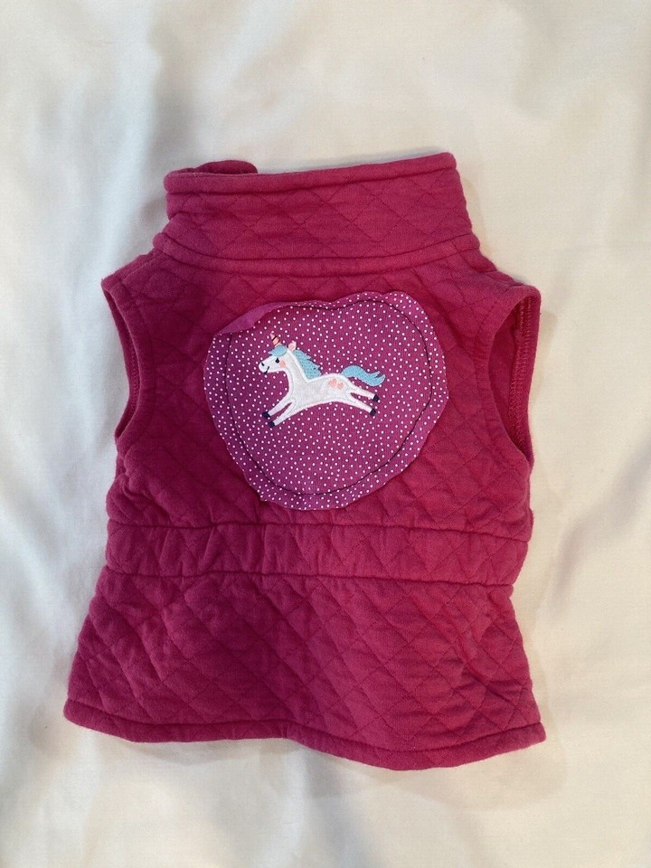 Baby girls PINK zip up quilted vest with unicorn on back size 3m | eBay