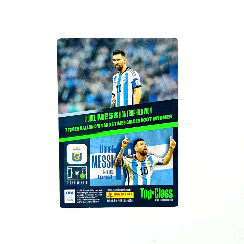 Lionel Messi Football Card Panini Top Class #262 Unbeatable Argentina ...
