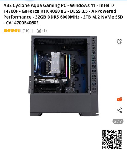 ABS Cyclone Aqua Gaming PC - Intel I7 - RTX 4060 - 32gb Ram - 2 TB SSD ...