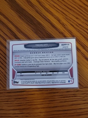 2013 Bowman Chrome Baseball Travis Ott RC Rookie Card Signed IP Auto ...