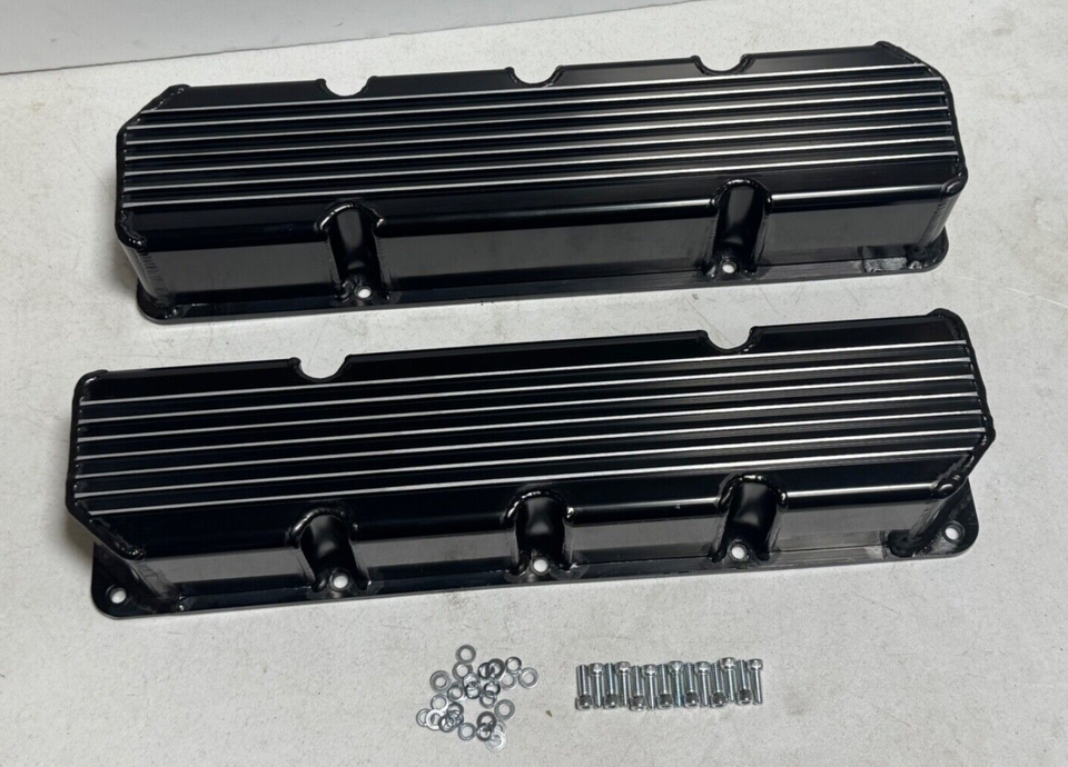 Jeep AMC 1976-1987 Black Fabricated Aluminum Fin Valve Covers V8 304 ...