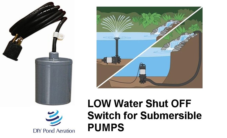 WaterFall Stream Pond Submersible PumpTether-Style LOW Water Shutoff ...