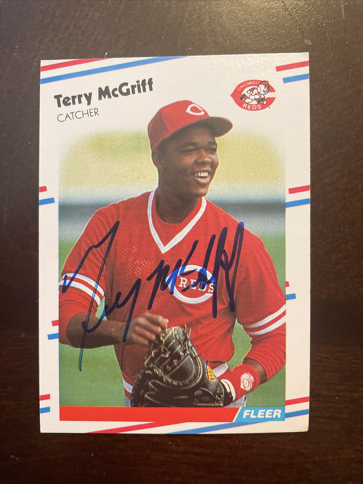TERRY MCGRIFF 1988 FLEER AUTOGRAPHED SIGNED AUTO BASEBALL CARD REDS 240 ...