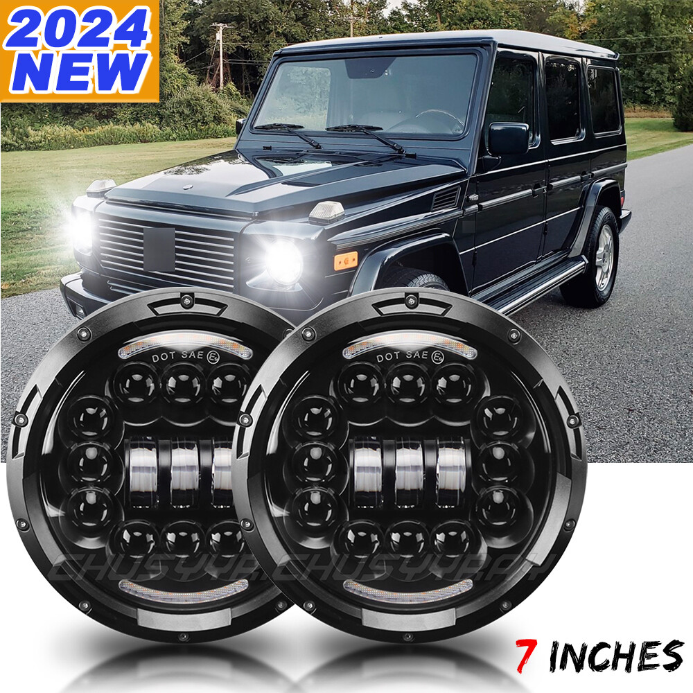 7 inch LED Headlights Fit 2002 2003 2004 2005 2006 Mercedes Benz G500 ...