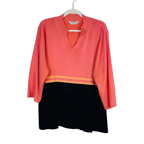 Misook Colorblock Pullover Top Acrylic Knit Career Office Pink Plus ...