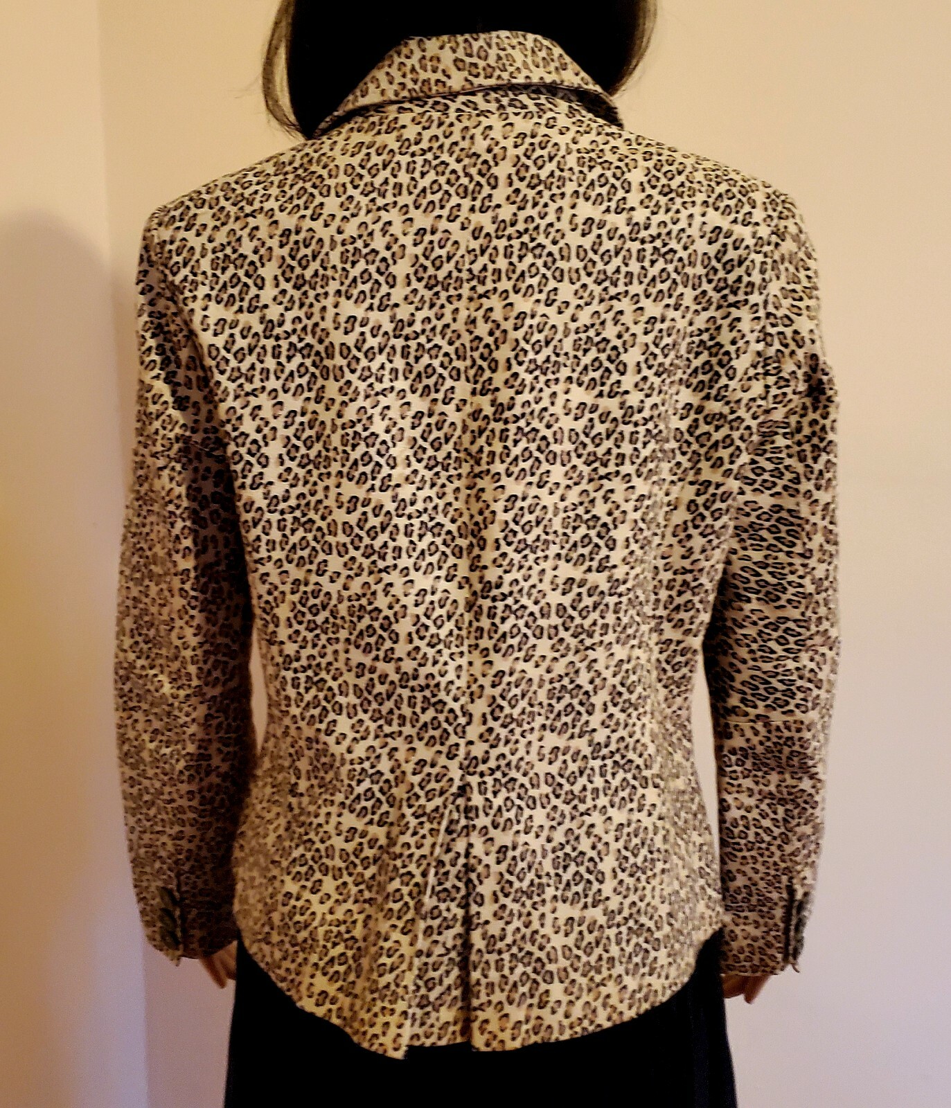 Brandon Thomas Beige Leopard Leather Jacket Size M | eBay