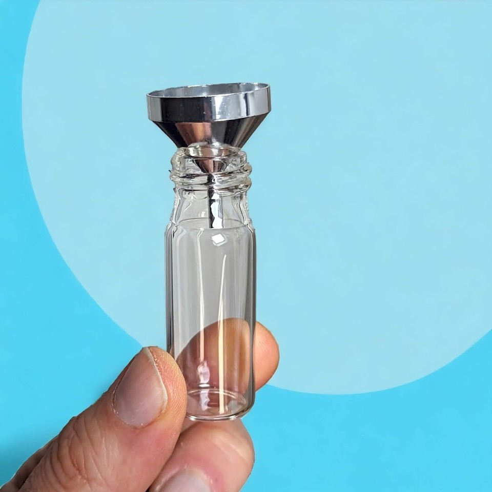 3 x Very Small Silver Metal Funnels w thin spout for filling small ...