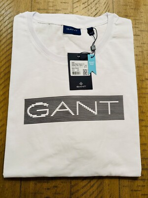 GANT Brand New with Tags Men's 2XL White Oversized Crew Neck Logo T ...