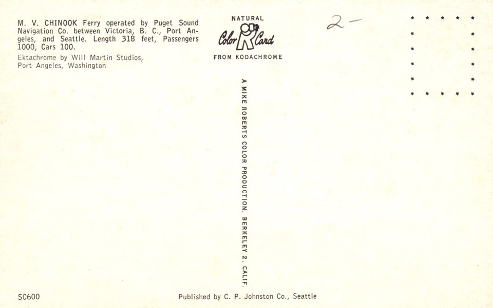 Postcard MV Chinook Ferry Victoria, British Columbia, Canada | eBay