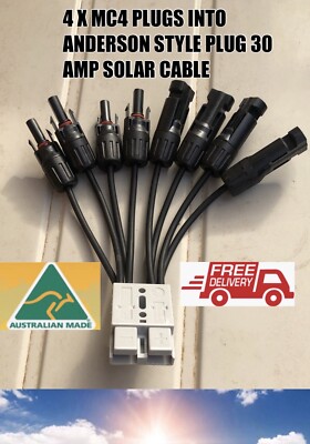 Anderson style plug 50 amp to 4 pair solar connectors 4mm² cable DC ...