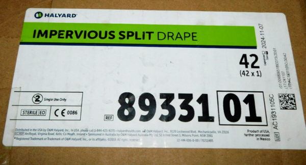 Halyard 89331 Impervious Split Drape 60" x 70" x 4" x 20" Sterile for ...