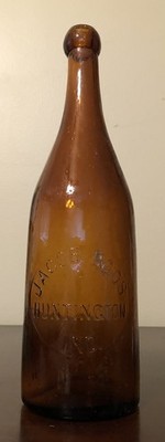 Antique JACOB BOOS Amber Blob Top Beer Brewery Bottle Huntington ...