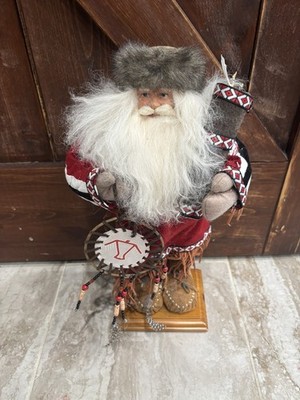 Native American Santa On Wood Stand 15” figurine Christmas | eBay