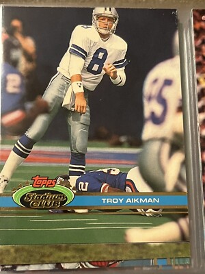 1991 Topps Stadium Club - #228 Troy Aikman Error Cut Card | eBay