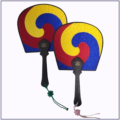 [ Korean Traditional Crafts ] Hand Fan Taegeuk Pattern Vivid Color ...