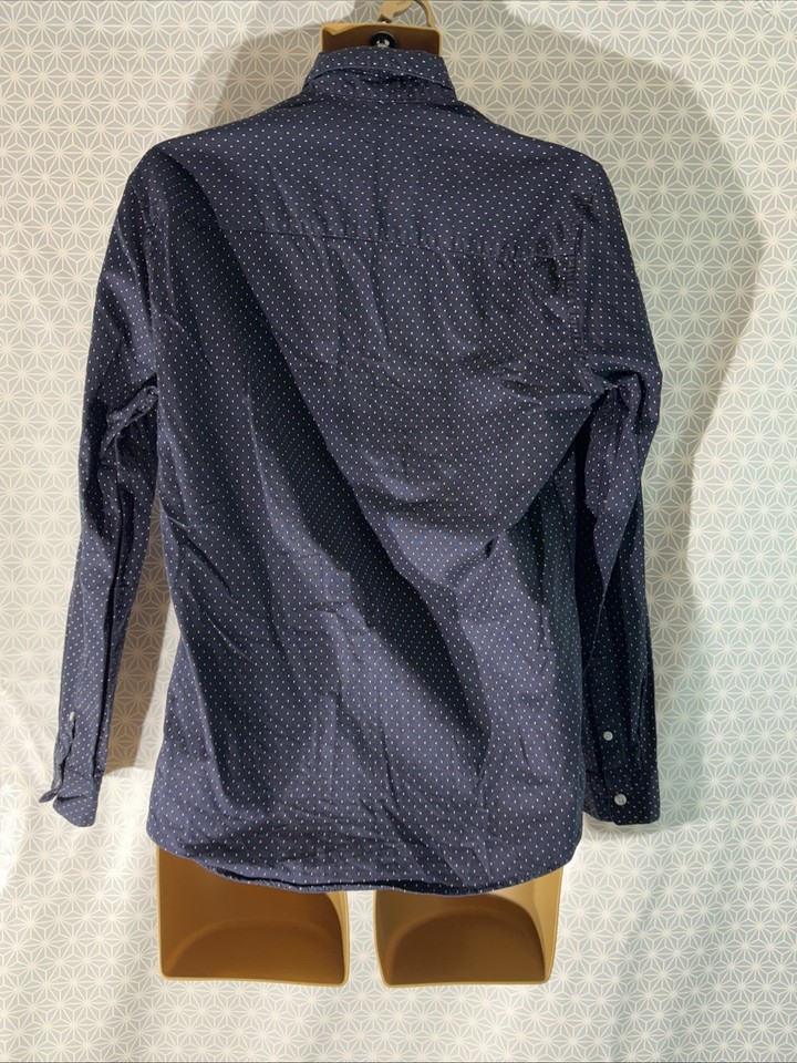 Mens Topman Size Medium Dark Navy Blue Pattern Long Sleeve Smart Work ...