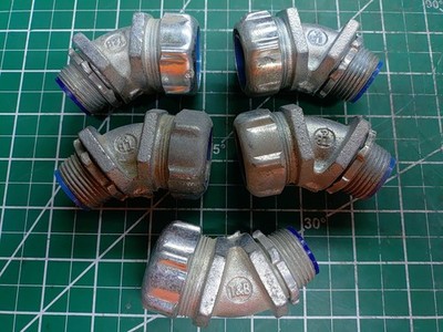 (5) T & B 5343 3/4" Liquid Tight 45° Elbow Insulated Connector Fitting ...