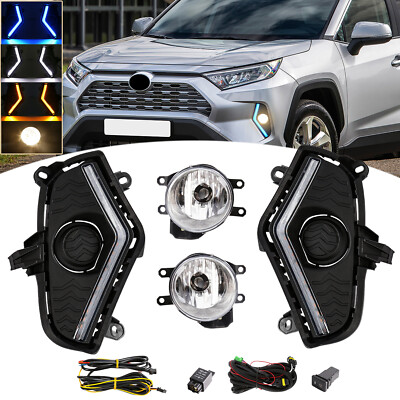 For 2019-2024 Toyota RAV4 LED DRL Turn Signal w/ Halogen Fog Light Kits ...