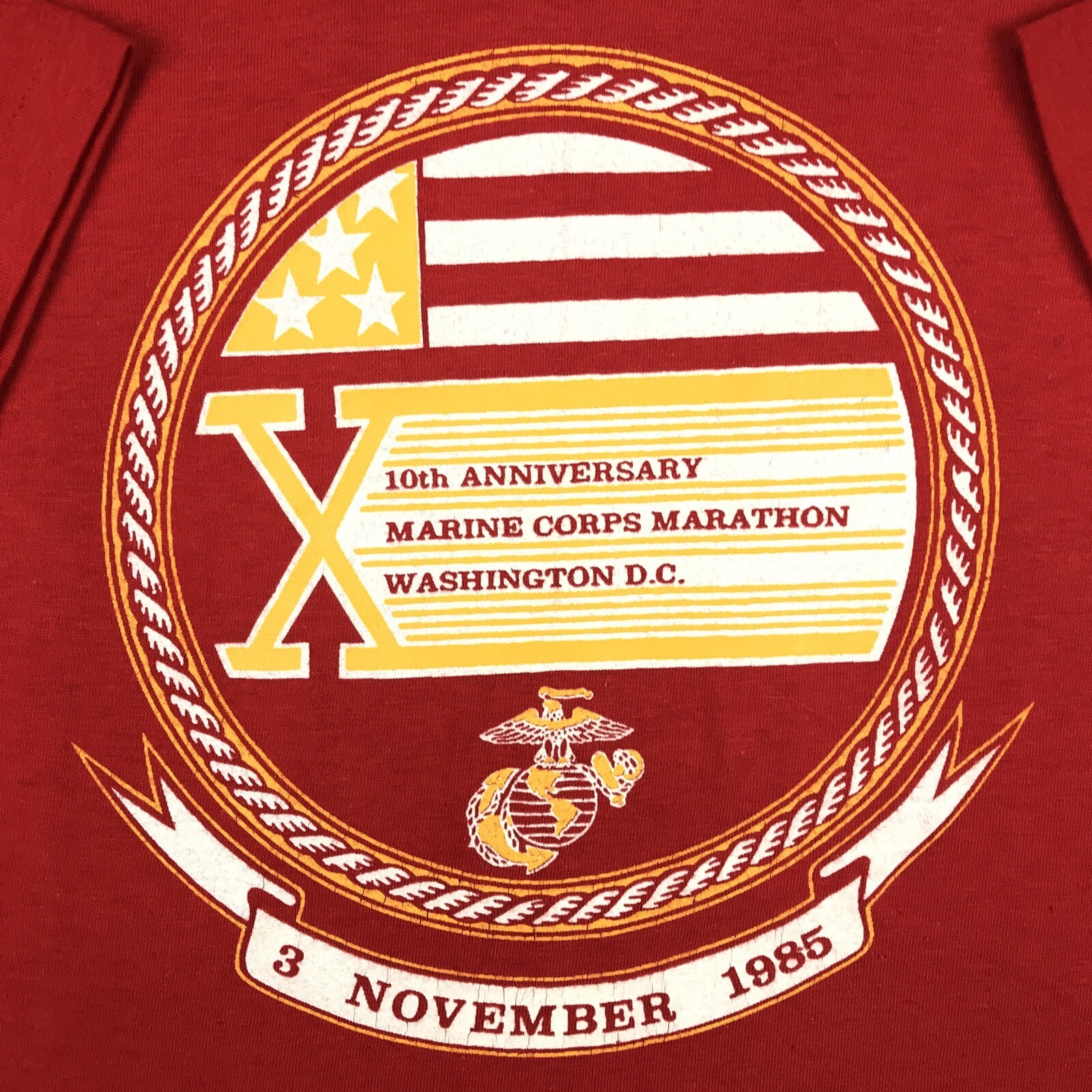 vtg 1985 USMC UNITED STATES MARINE CORPS MARATHON T-S… - Gem