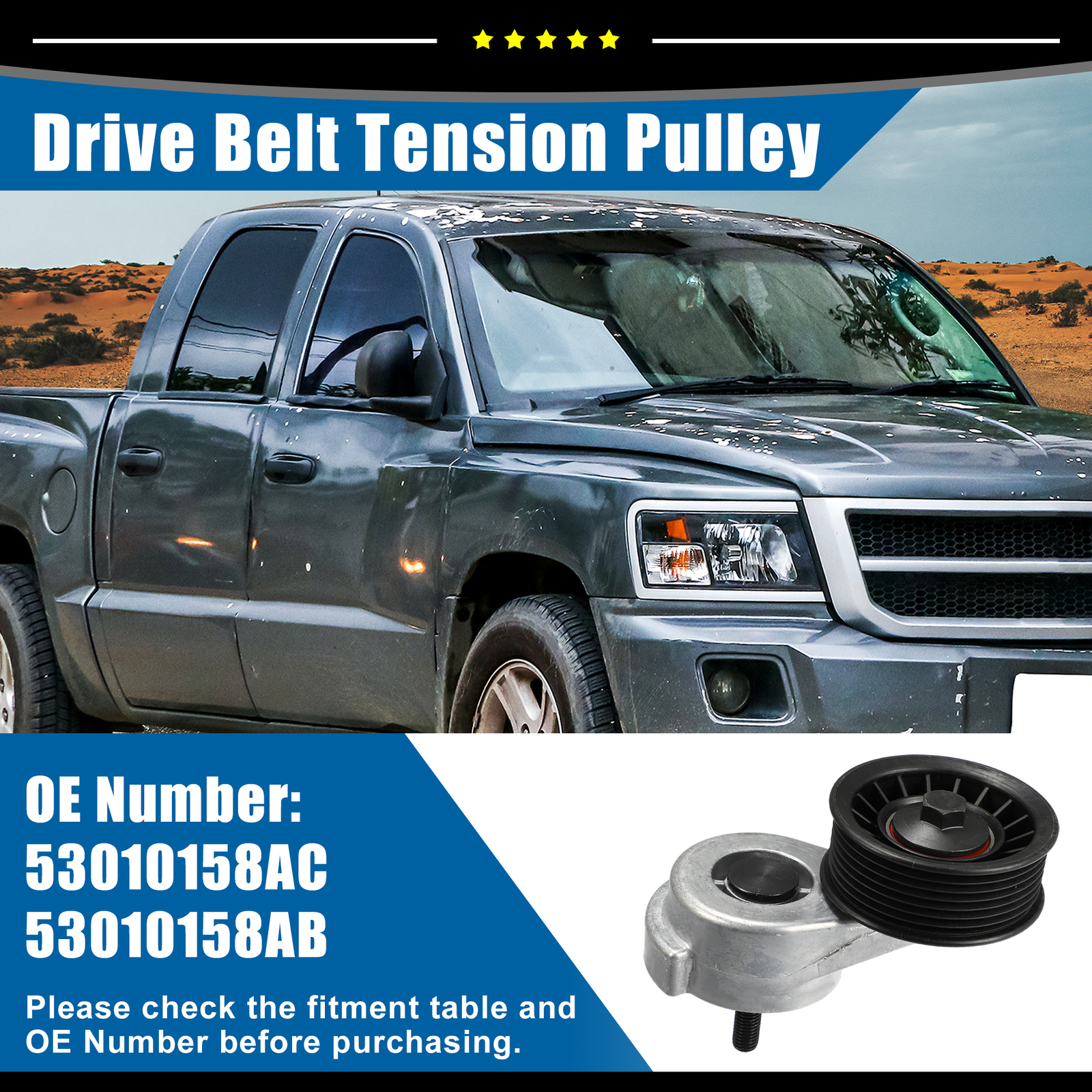 Piece of 1 Belt Tensioner No.53010158AC fit for Dodge Dakota 2001-2003 ...