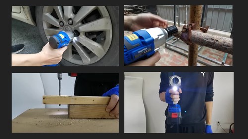 1/2" 20V Cordless Impact Wrench High Torque Rattle Gun Electric rachet ...