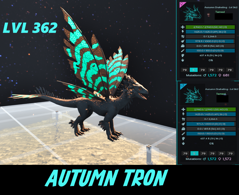 Ark Survival Ascended LVL 362 GHOST GALAXY ID79 TRON AUTUMN SUMMER pve ...