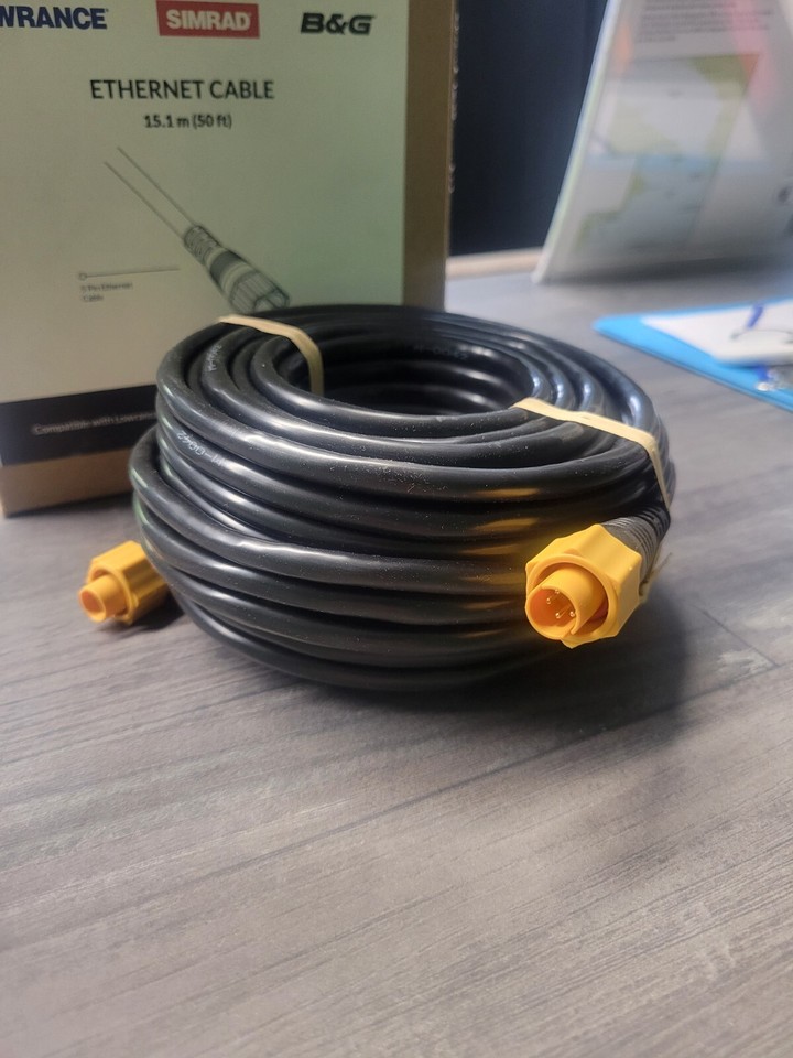 Lowrance Simrad B&G Ethernet Cable 50ft - ETHEXT-50YL Yellow Plug - 000 ...